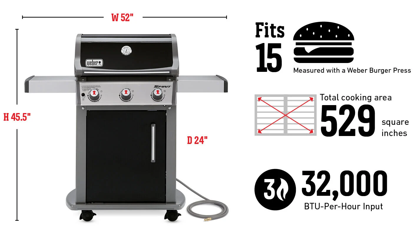 Spirit E-310 Gas Grill (Natural Gas) | Spirit Series | Spirit Series ...